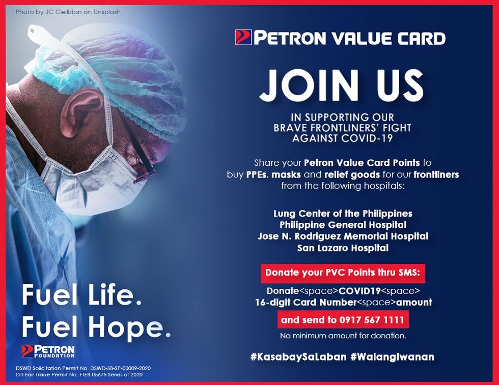 Fuel Hope by Donating Your PVC Points for our Frontliners - Petron