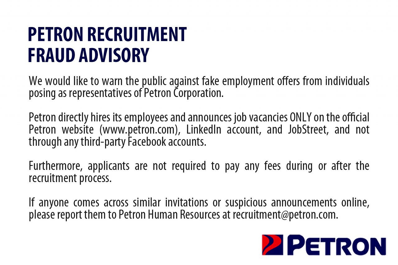 Petron Recruitment Fraud Advisory - Petron